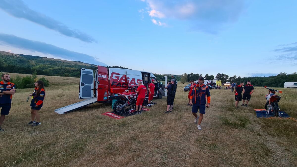 The Gas Gas factory team was early on location